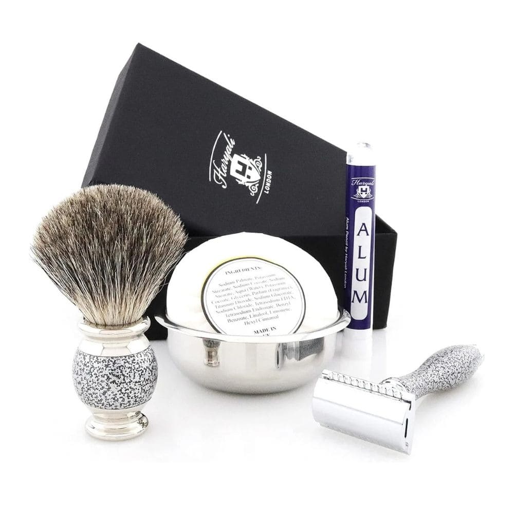 5 Pc Antique Silver Shaving Kit for Men | Buy Haryali Wet Shave Set ...