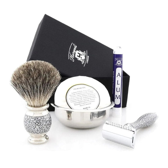 5 Pc Antique Silver Shaving Kit for Men | Buy Haryali Wet Shave Set ...